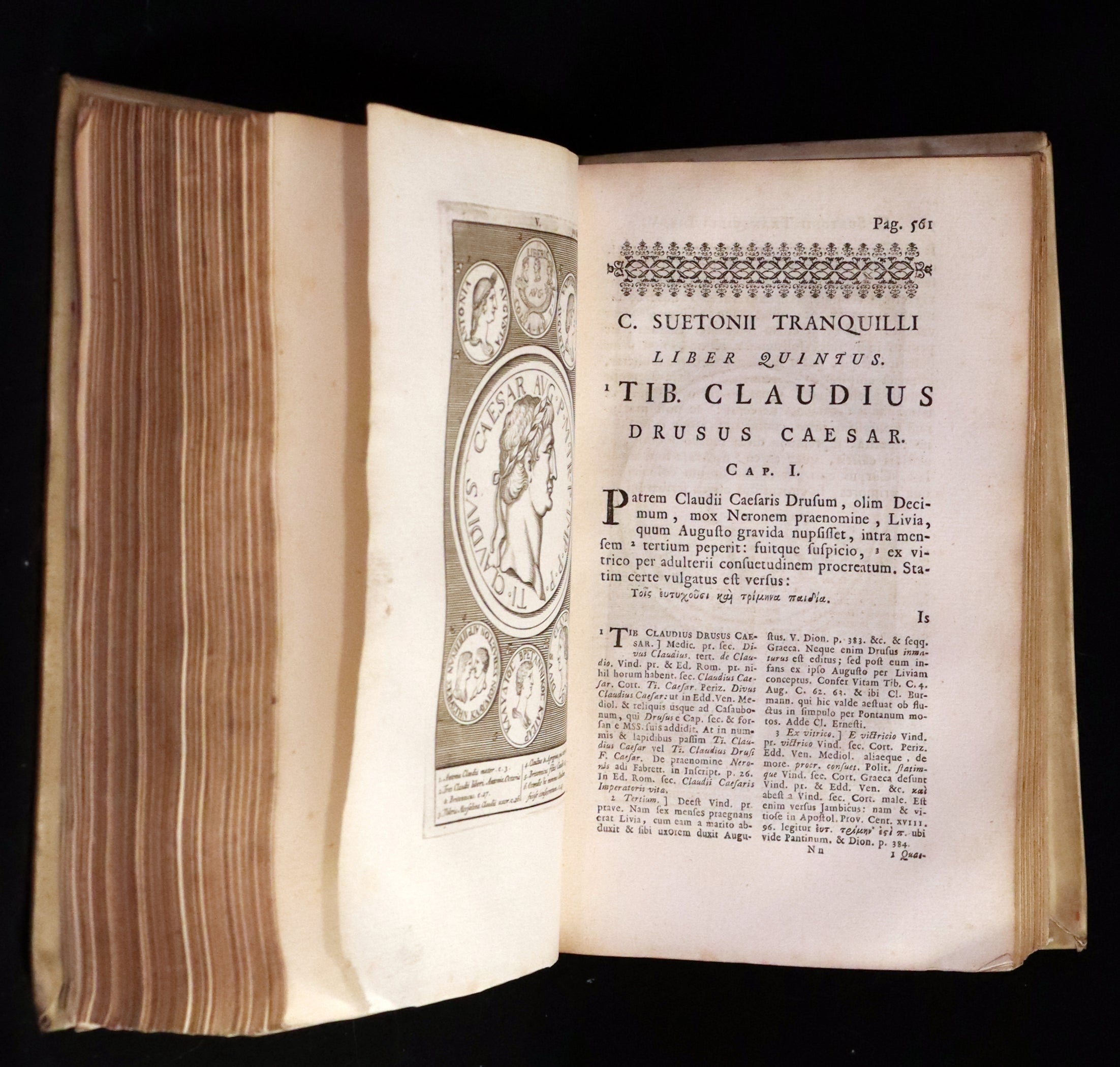 1751 Rare Vellum Latin Book - Lives of the Twelve Caesars by Suetonius ...