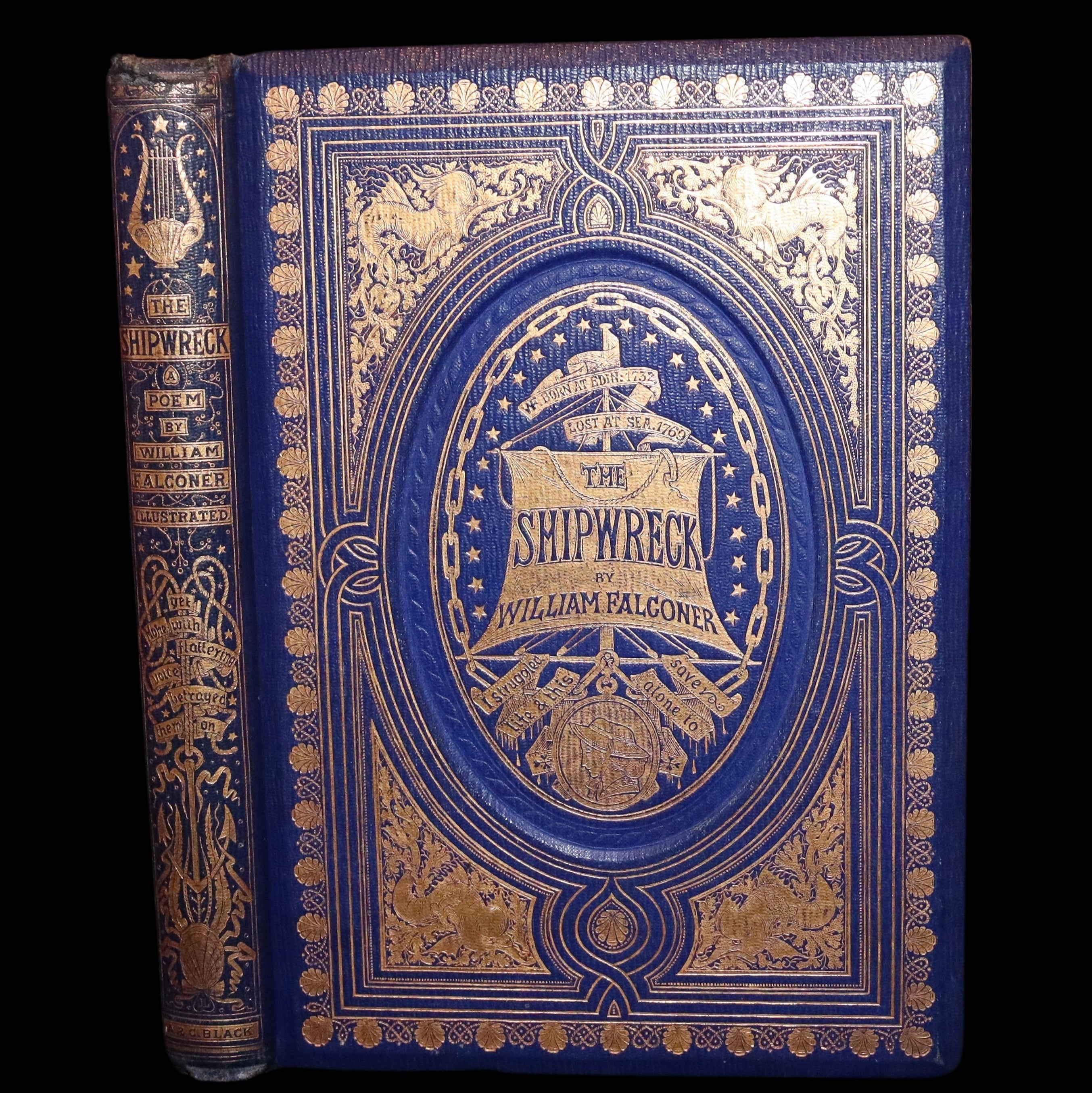 1858 Rare Victorian Book - The Shipwreck by William Falconer, illustra ...