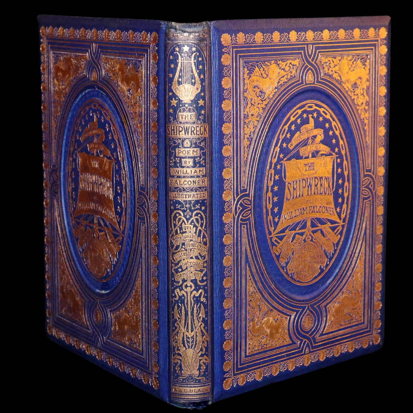 1858 Rare Victorian Book - The Shipwreck by William Falconer, illustra ...