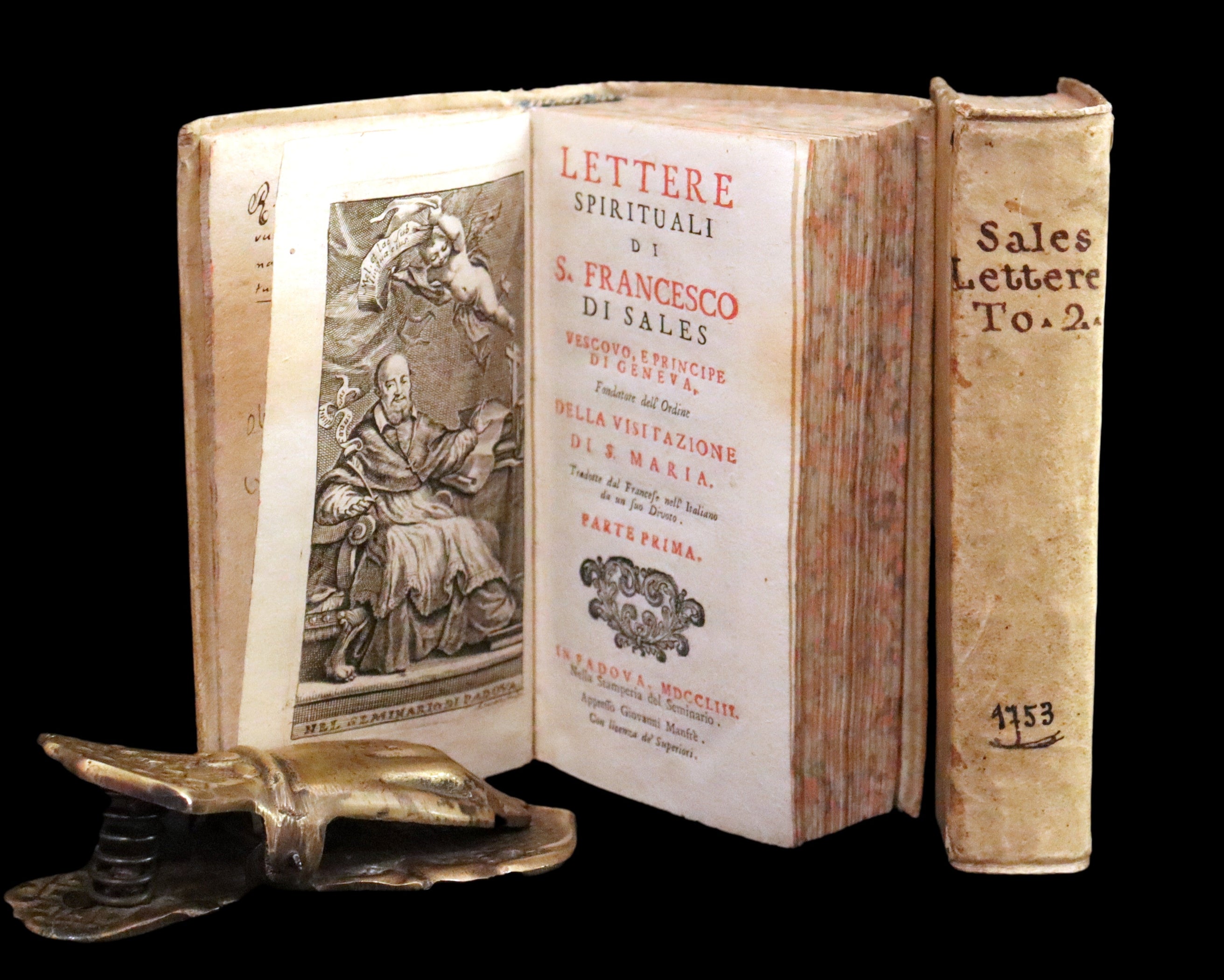 1753 Rare Italian vellum Book set - Spiritual letters of St. Francis d ...