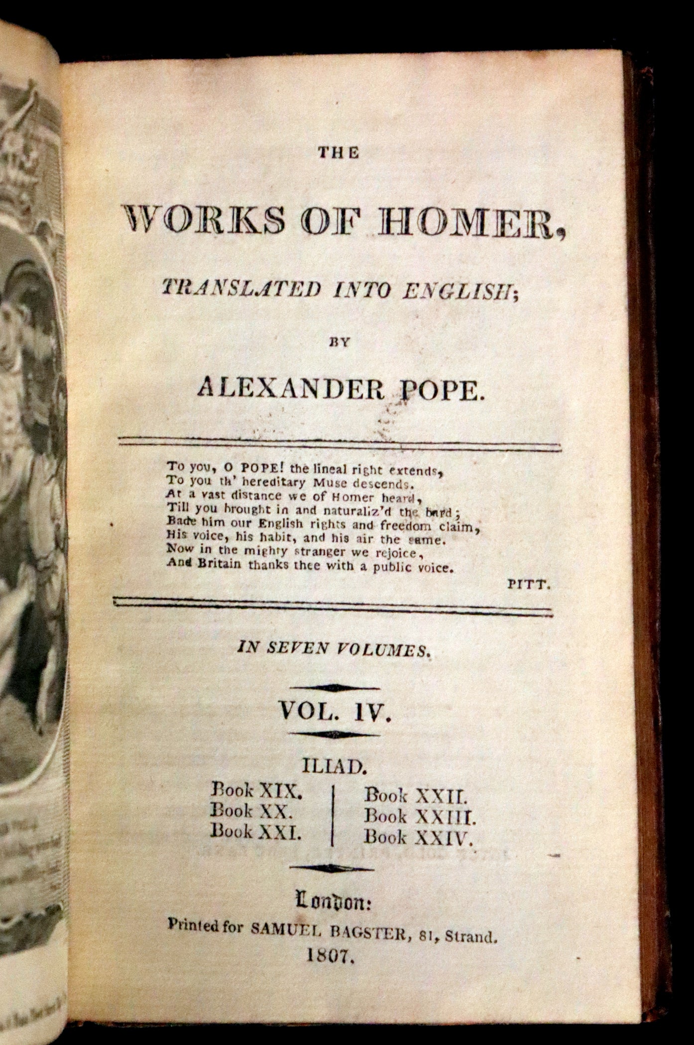 1807 Scarce Complete Book Set - The Odyssey and Iliad by Homer ...