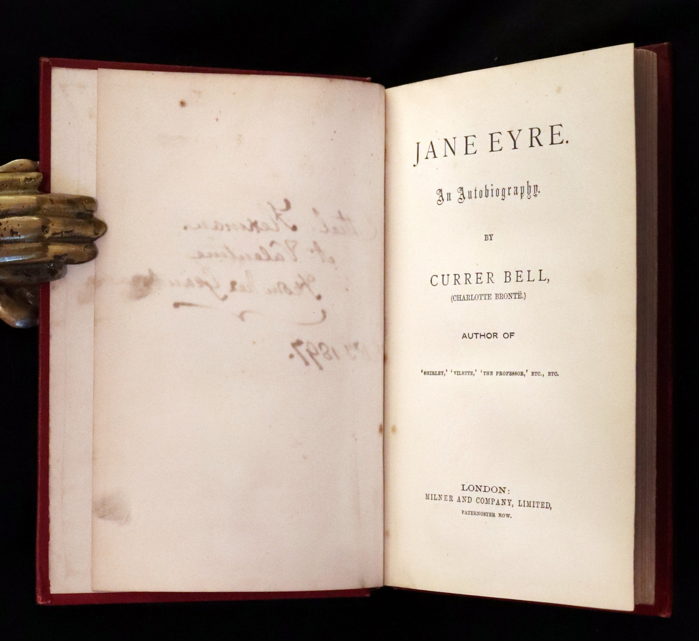 1895 Rare Victorian Edition - Jane Eyre. An Autobiography by Currer ...