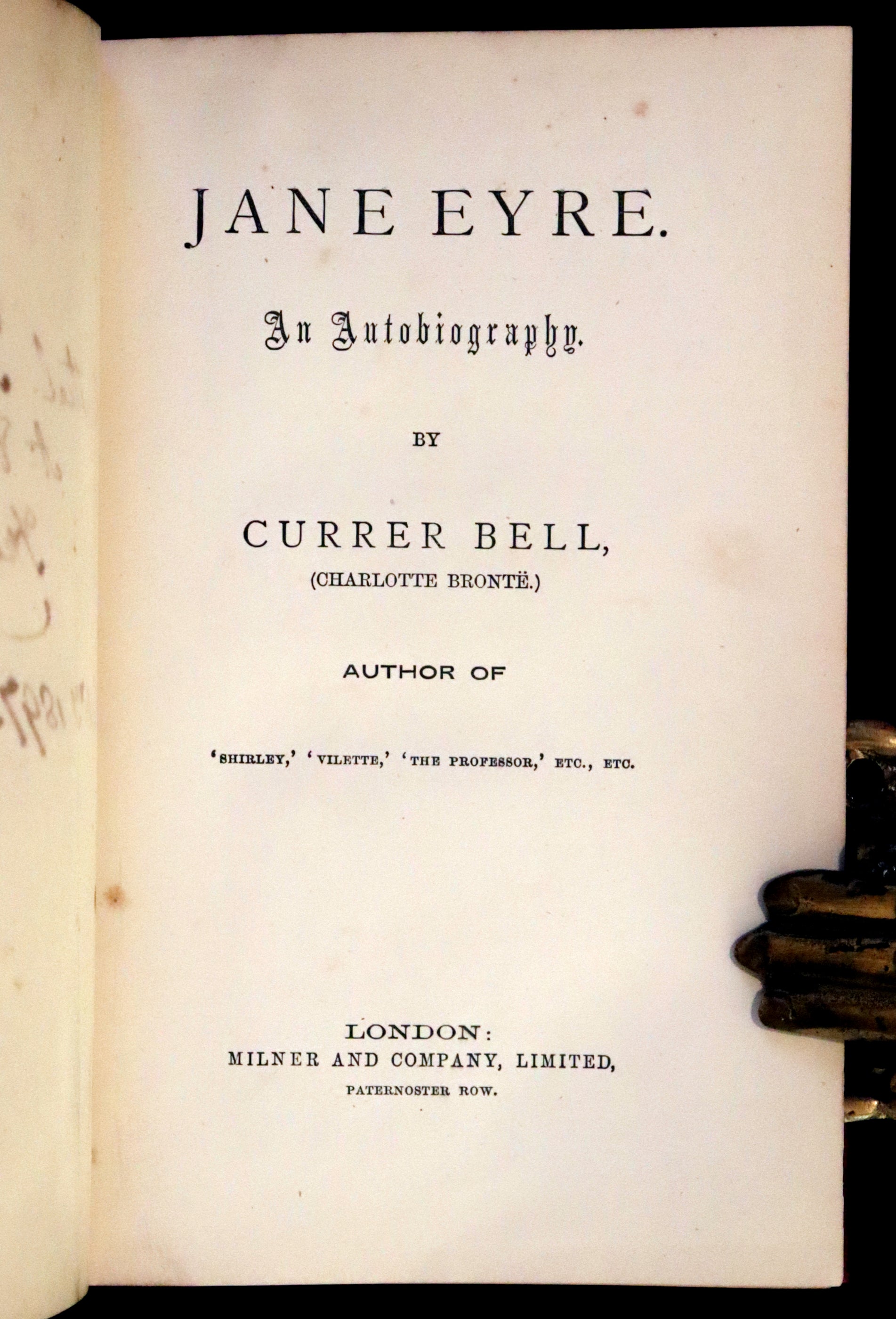 1895 Rare Victorian Edition - Jane Eyre. An Autobiography by Currer ...