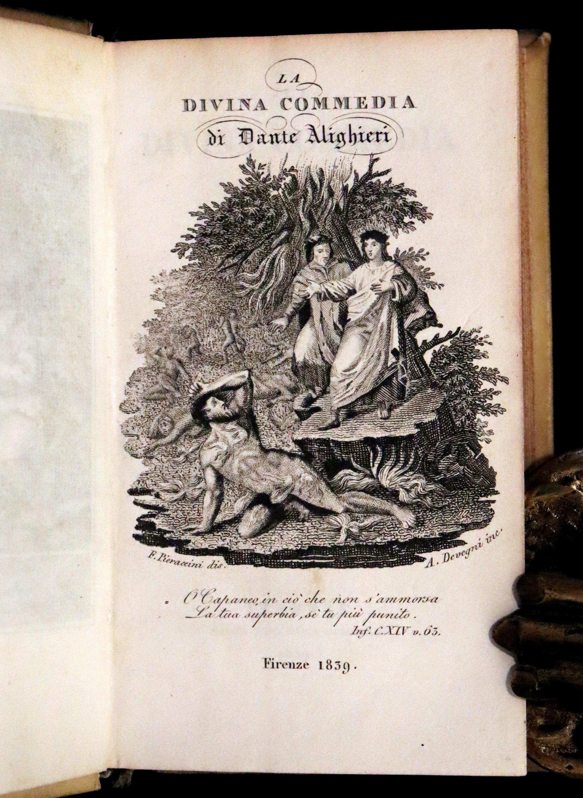 1839 Rare Italian Vellum Book set - La Divina Commedia di Dante ...
