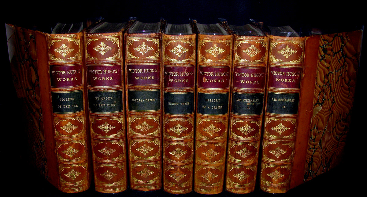 1888 Rare Victorian Book set - Victor Hugo Works - Notre-Dame, Les Mis ...