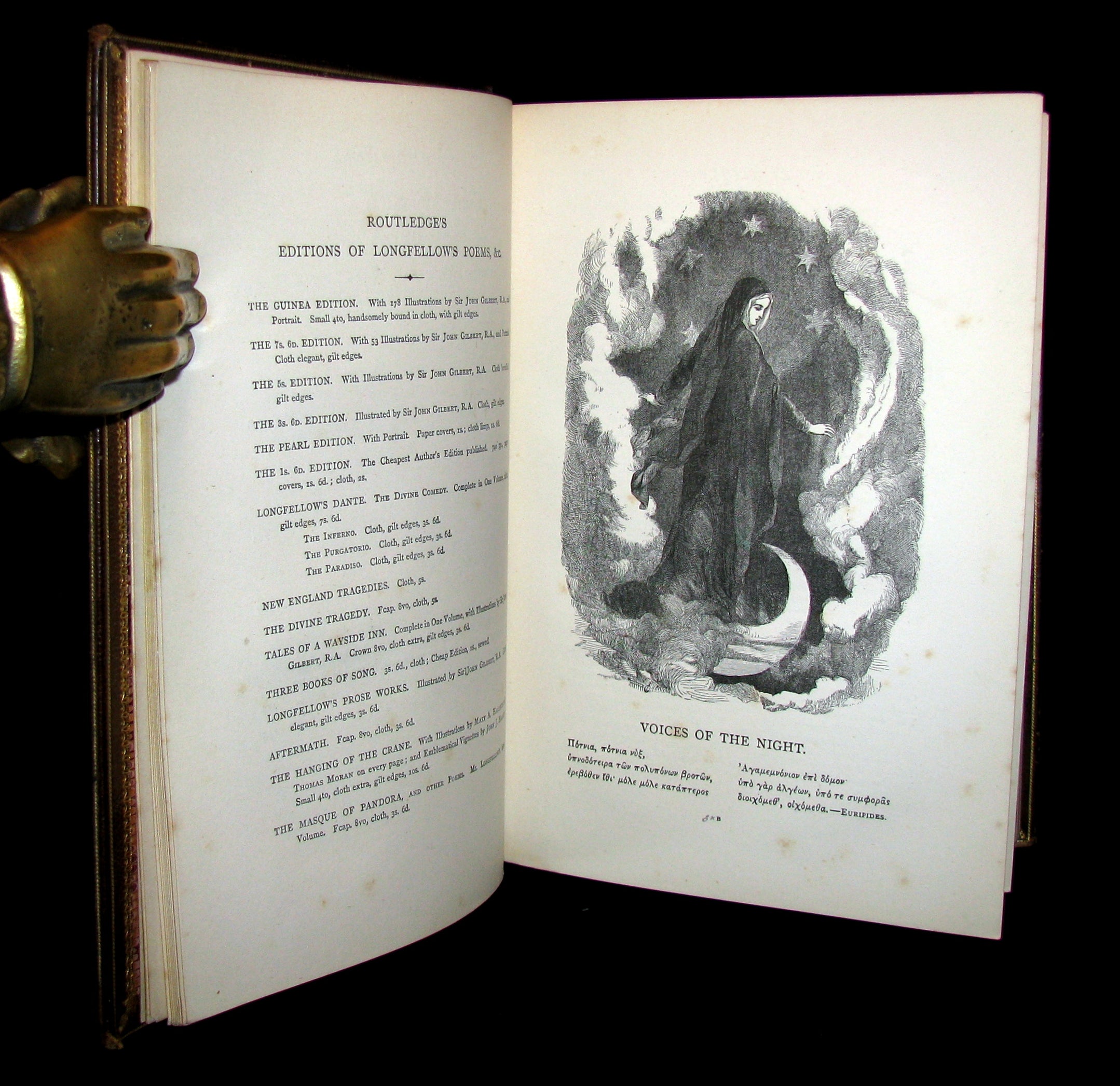 1877 Rare Victorian Book - The Poetical Works of Longfellow Illustrated ...