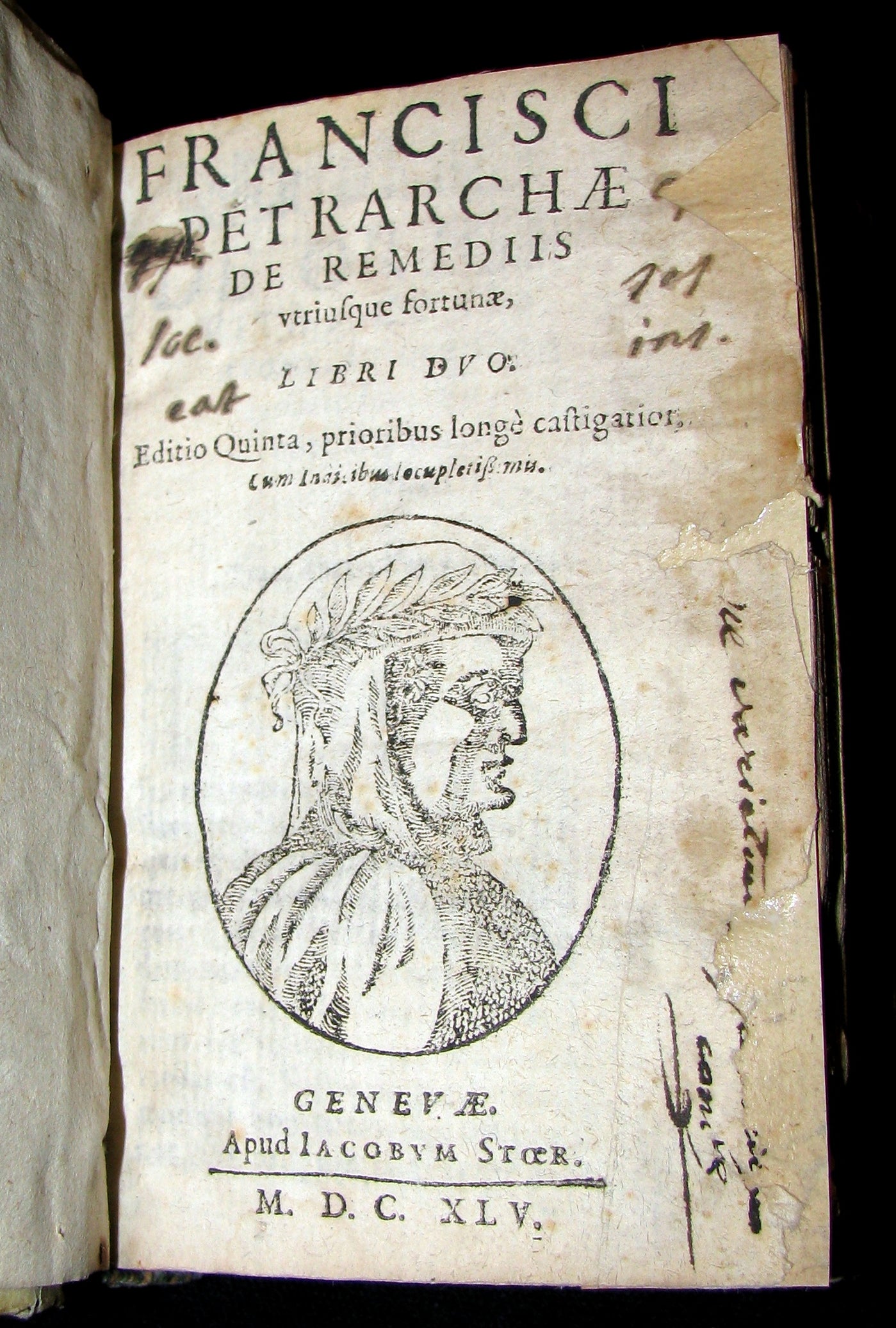 1645 Rare Latin Book - Francesco Petrarca - Petrarch's Remedies for Fo ...