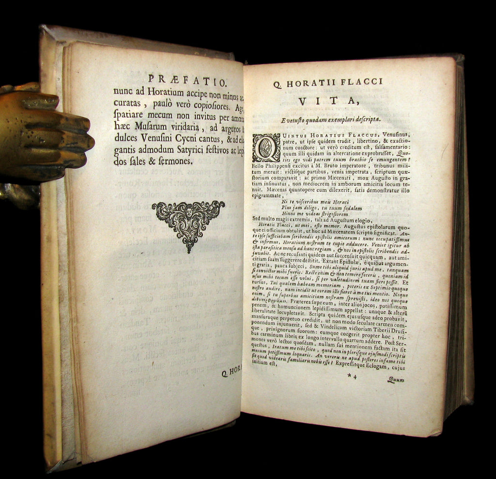 1695 Rare Latin Vellum Book - Complete Works of HORACE - Q. Horatii Fl ...
