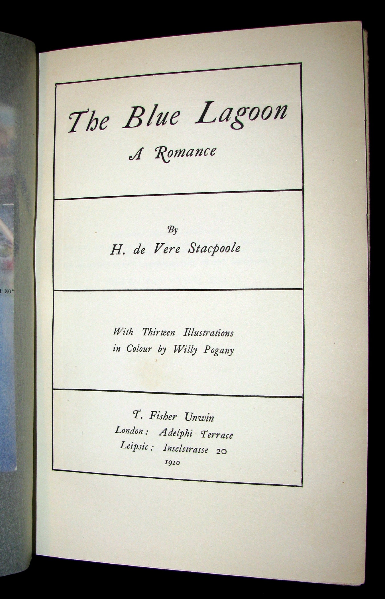 1910 Rare 1st Edition - The BLUE LAGOON by H. De Vere Stacpoole ...