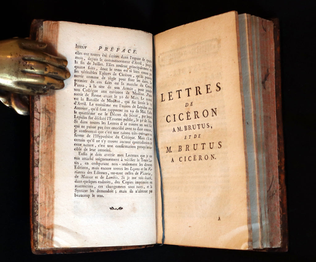 1793 Rare Latin French Book - Letters of Cicero to Brutus - Lettres de ...