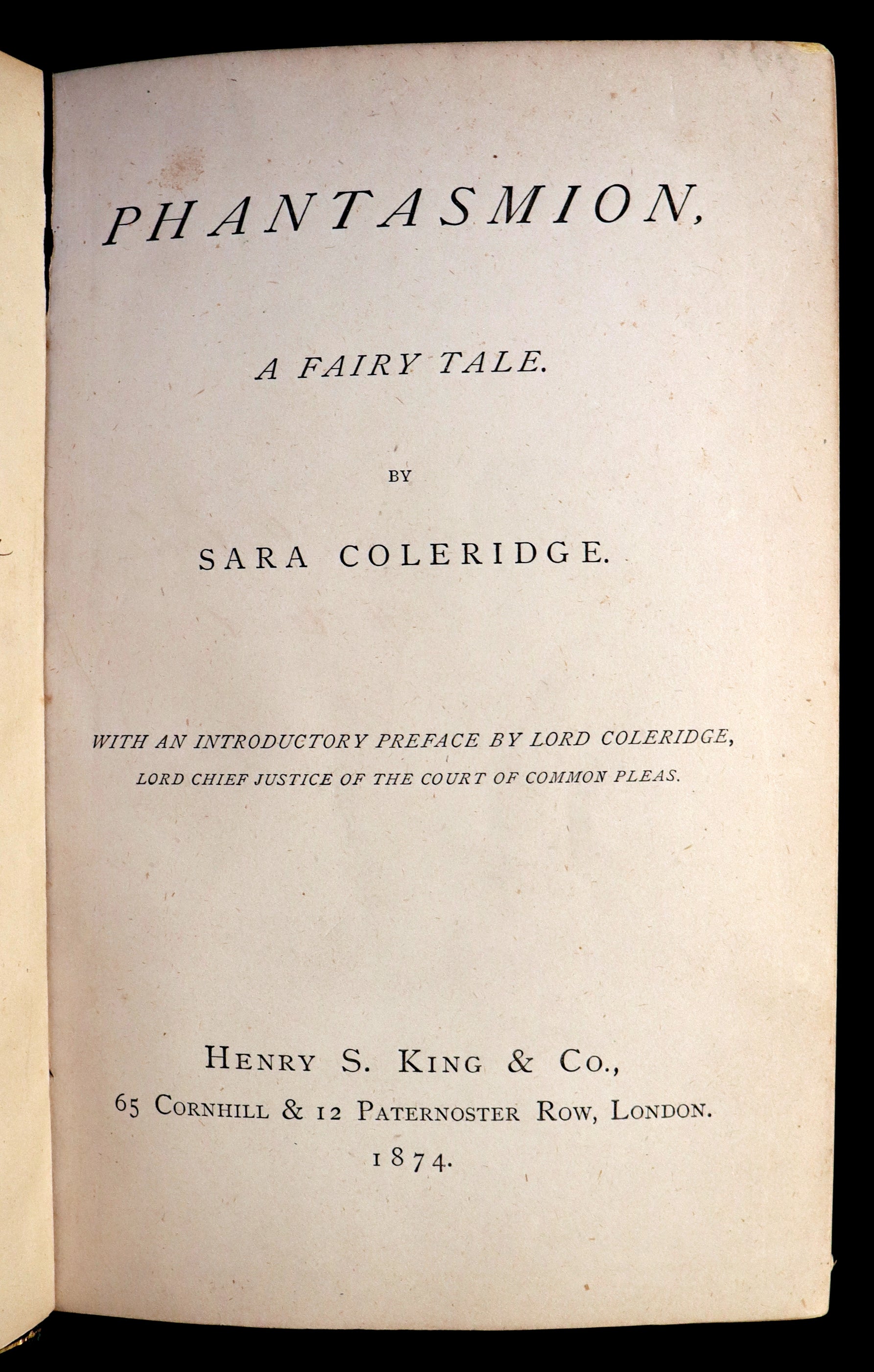 1874 Rare Book - PHANTASMION a FAIRY TALE by Sara Coleridge Signed by ...