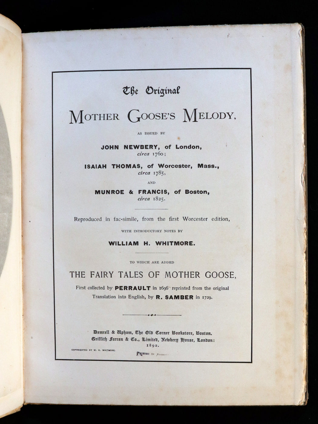 1892 Scarce Book - The Original MOTHER GOOSE's Melody & FAIRY TALES ...