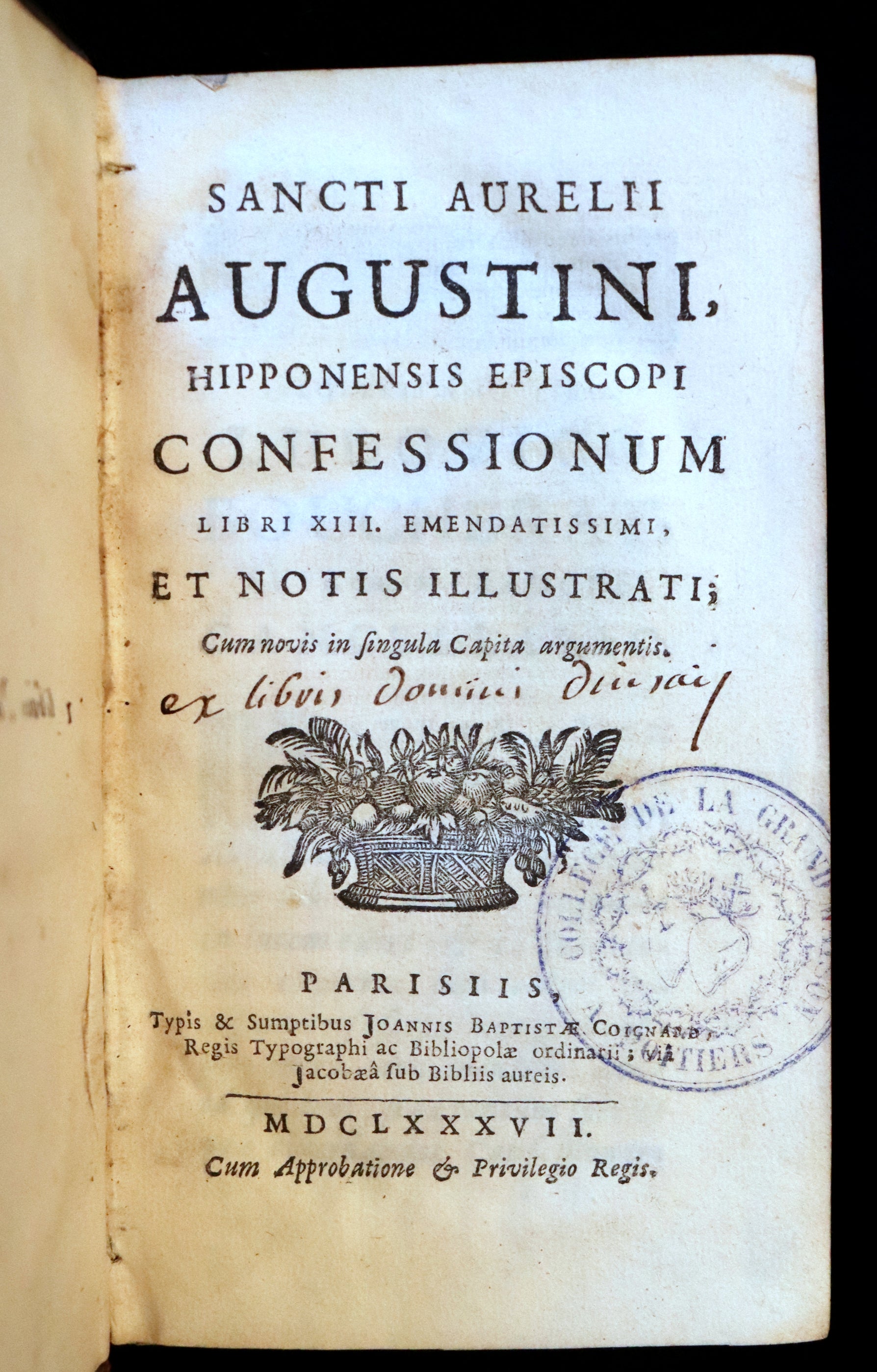 1687 Rare Latin Book - The Confessions of Saint Augustine of Hippo ...