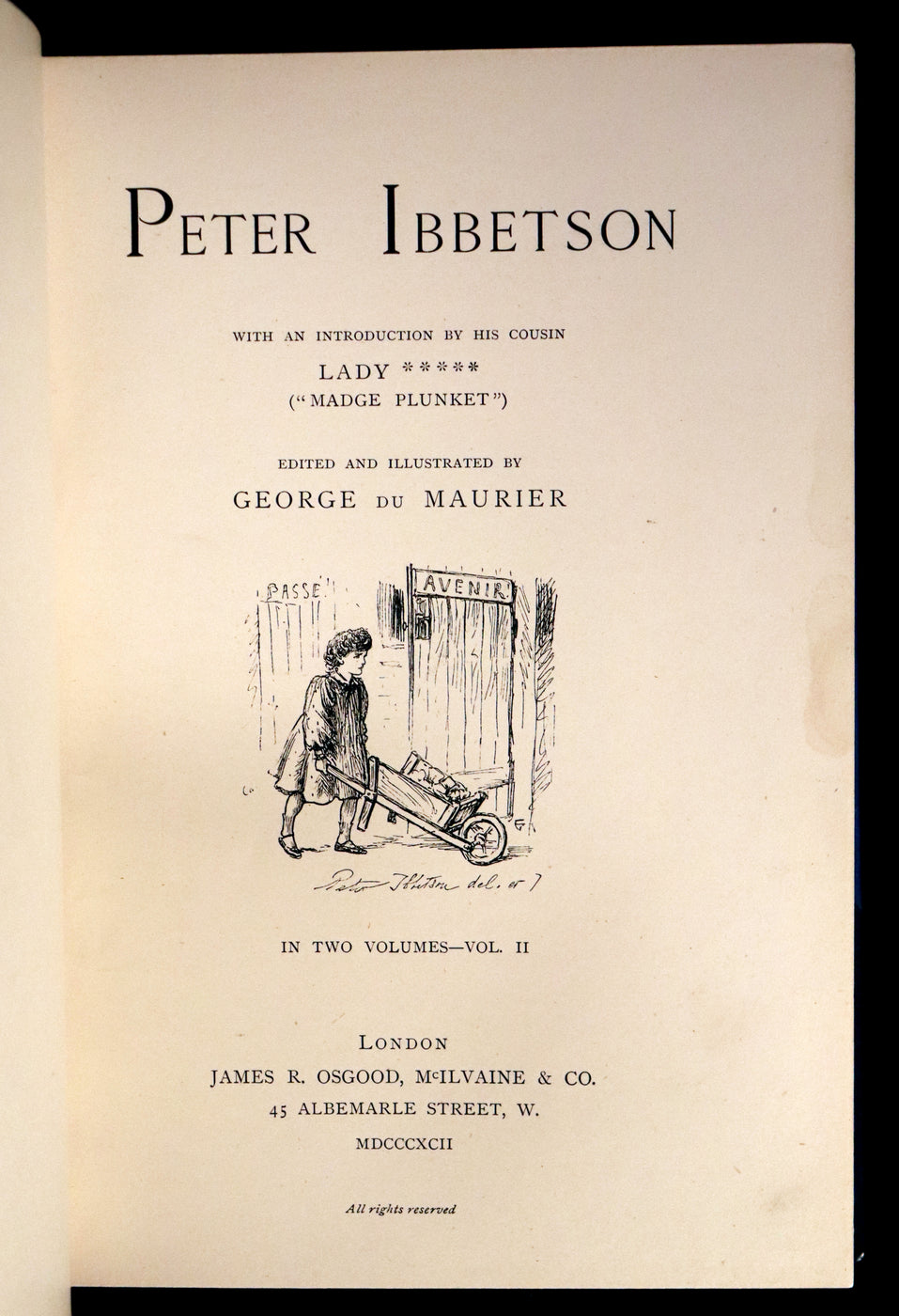 1892 First Edition in 2 Volumes - Peter Ibbetson, Strange Tale of Communication through Dreams ...