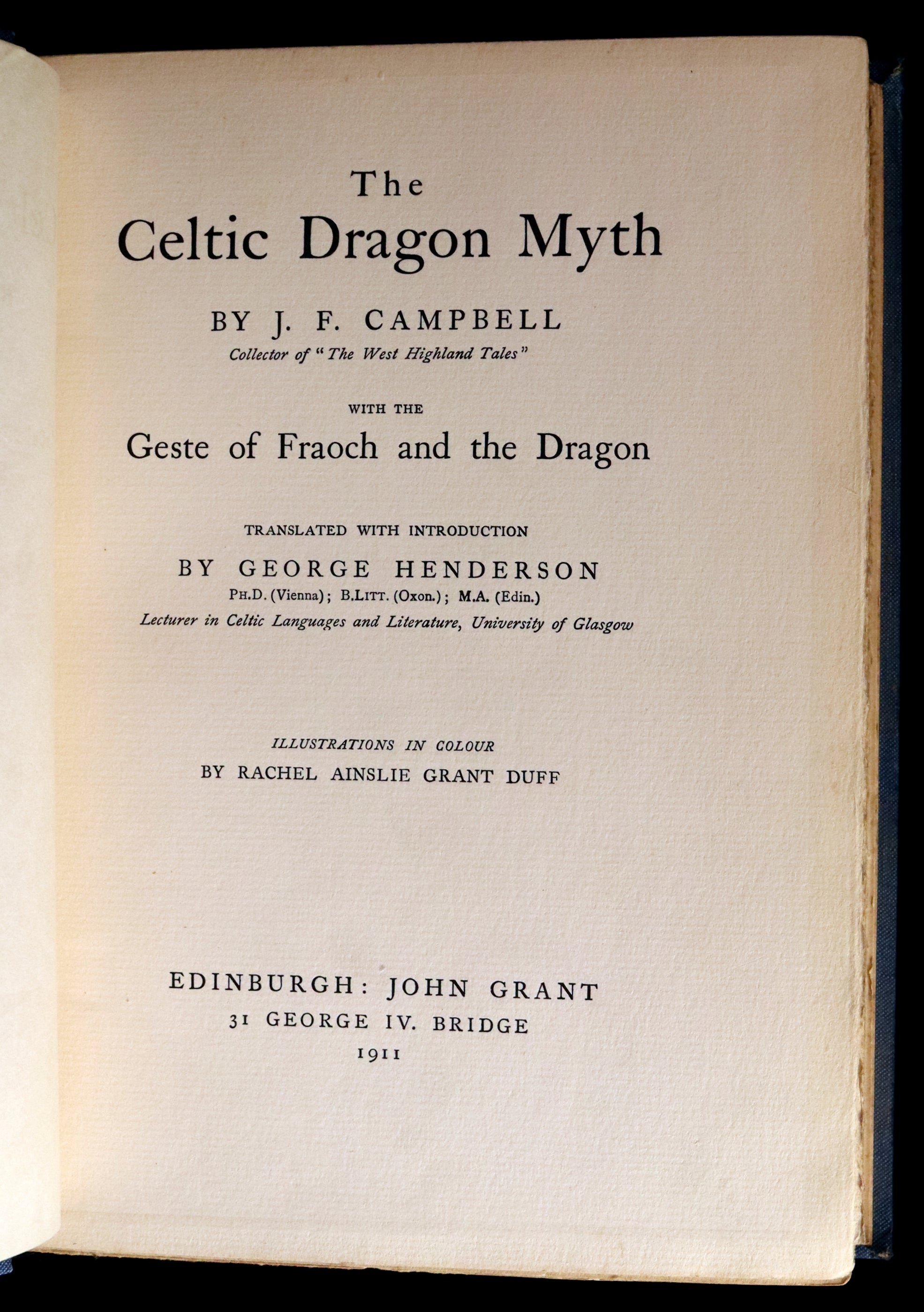 1911 Rare First Edition - The CELTIC DRAGON MYTH with the Geste of Far ...