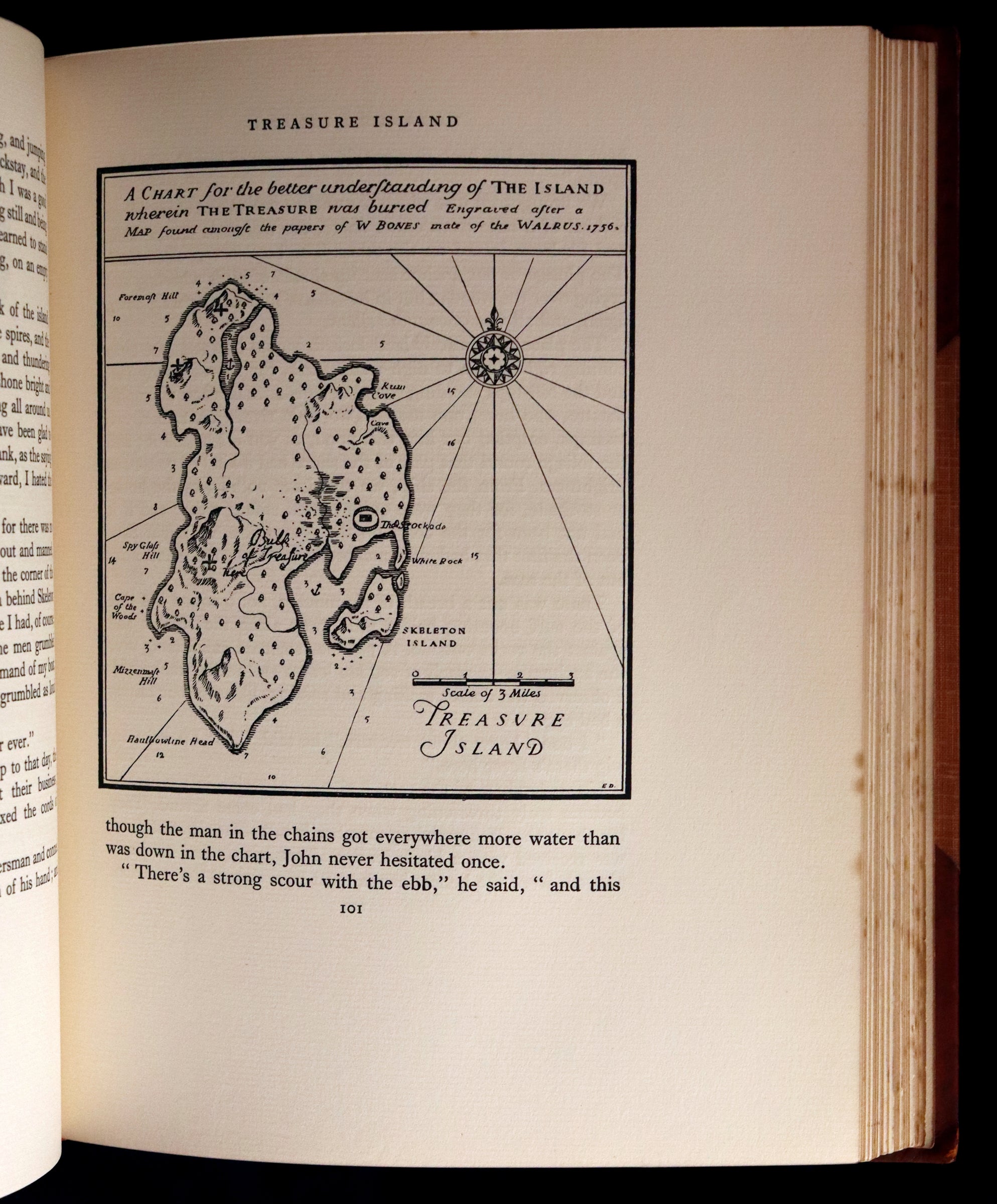 1927 Birdsall Binding - TREASURE ISLAND by Stevenson. First DULAC Illu ...
