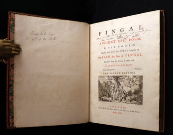 1762 Rare Book - FINGAL with Poems by Ossian, Son of Fingal. Translated ...