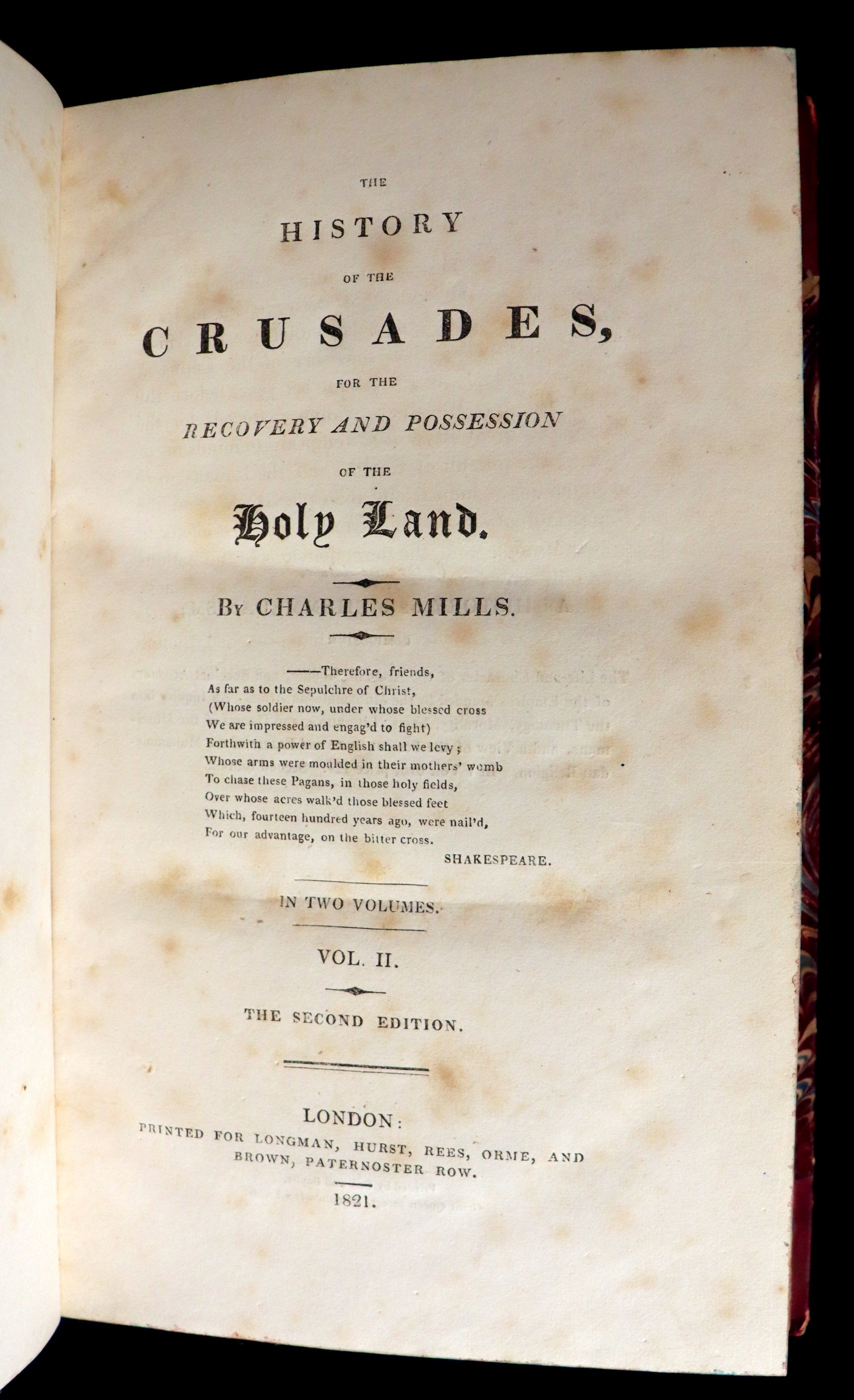 1821 Rare Book Set - The HISTORY OF THE CRUSADES for the recovery and ...