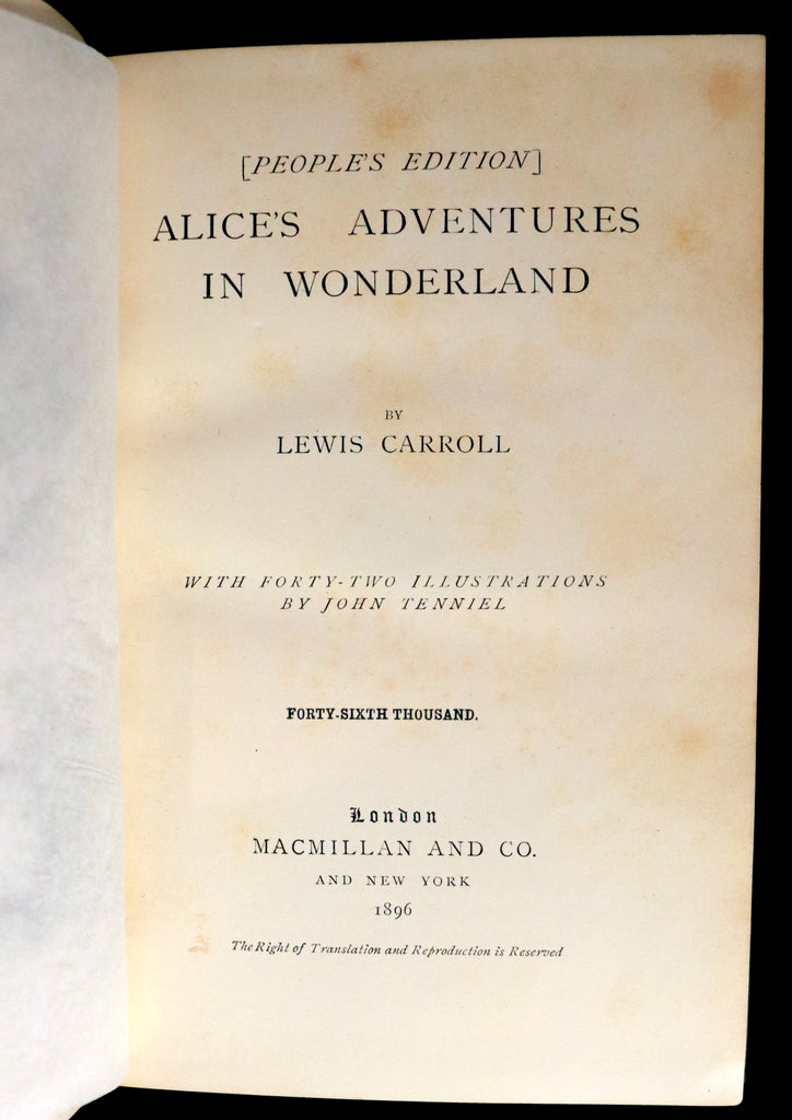 1896 Rare Victorian Book - Alice's Adventures in Wonderland by Lewis C ...