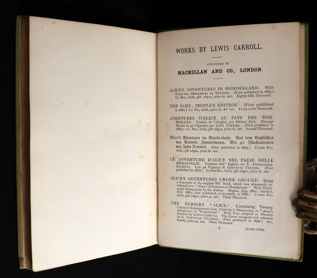 1896 Rare Victorian Book - Alice's Adventures in Wonderland by Lewis C ...