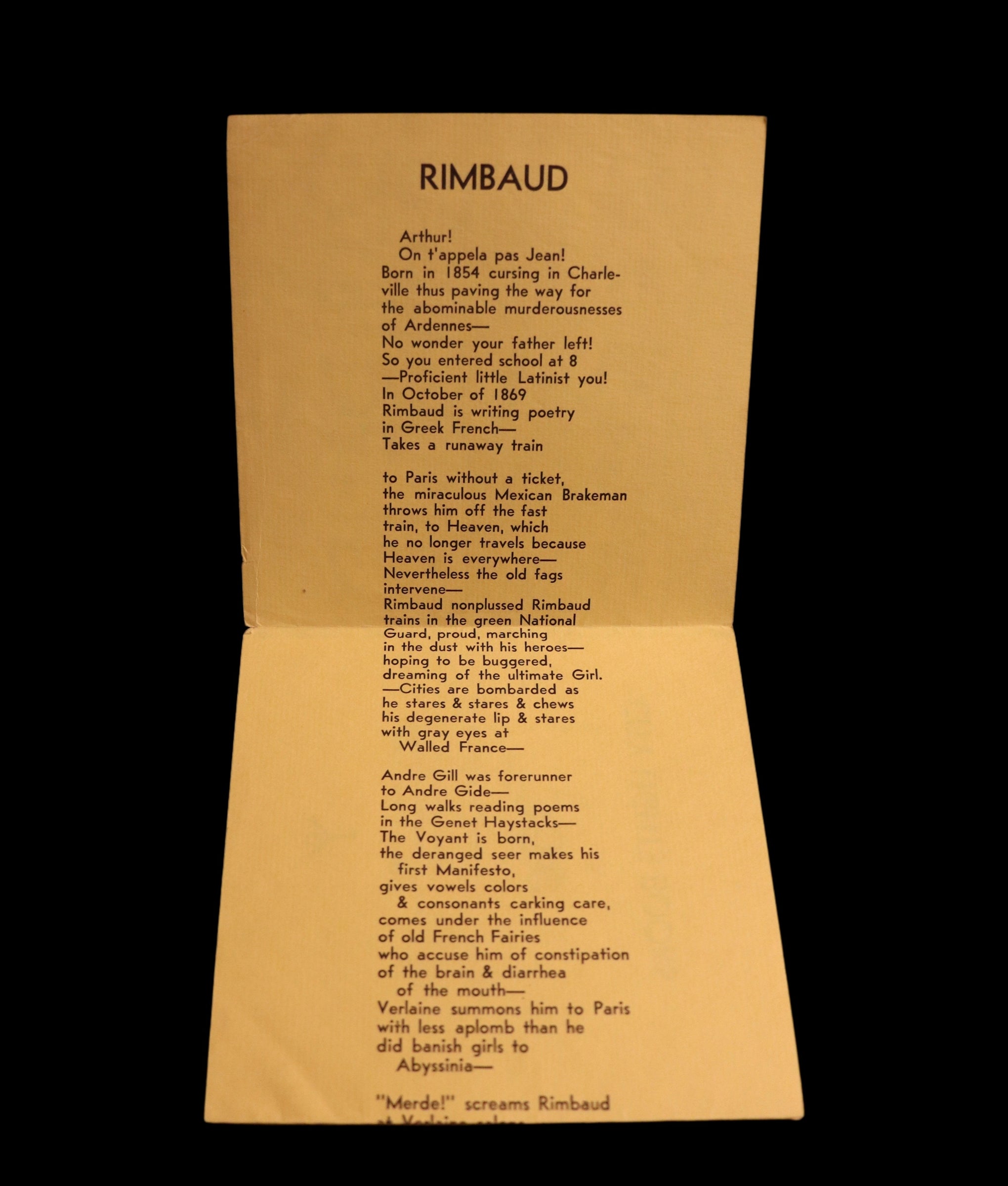 1960 Scarce First edition, First printing (priced 35c) - RIMBAUD by Ja ...