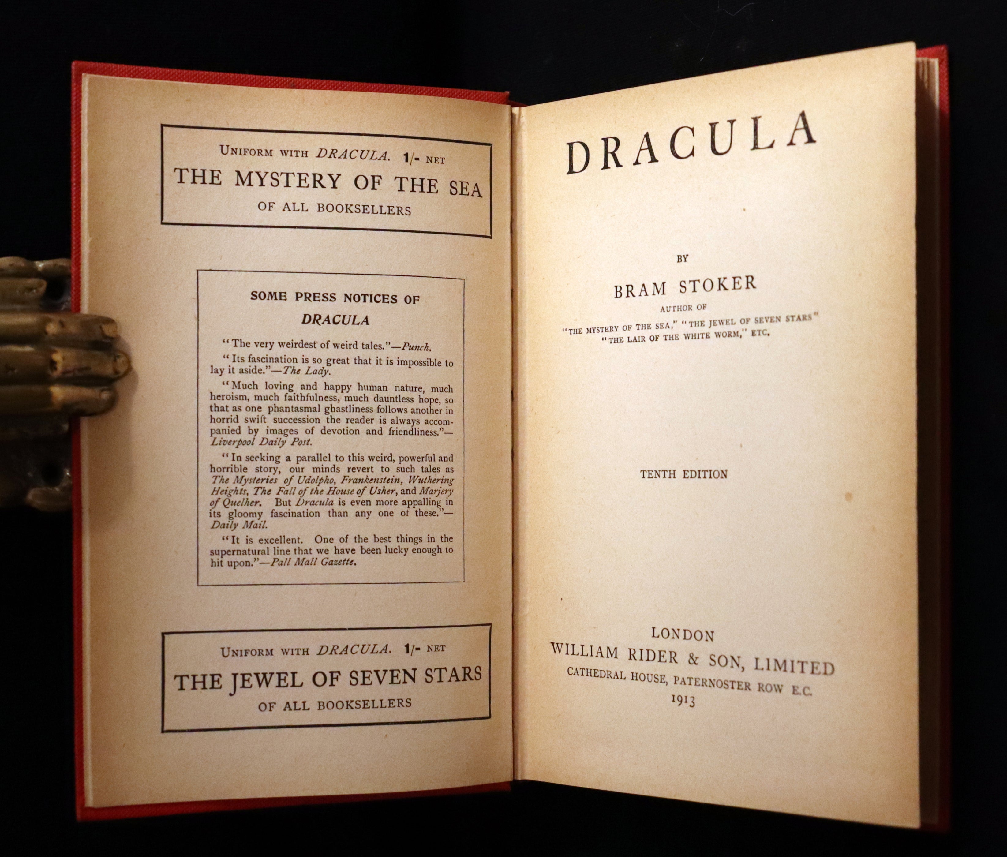 1913 Rare Edition - DRACULA by Bram Stoker, a Gothic Vampire Story ...