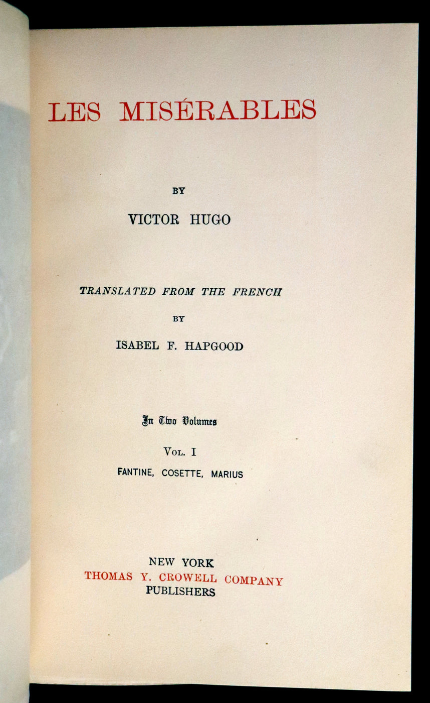 1887 Rare Victorian Book set - LES MISERABLES by Victor Hugo ...