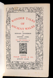1921 Rare First Edition - FAIRY and WONDER TALES OF ANCIENT WALES ...