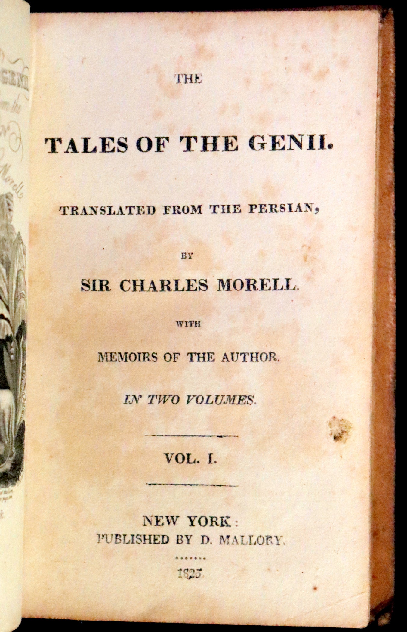 1825 Scarce Book Set - The Tales of the Genii, Translated from the ...